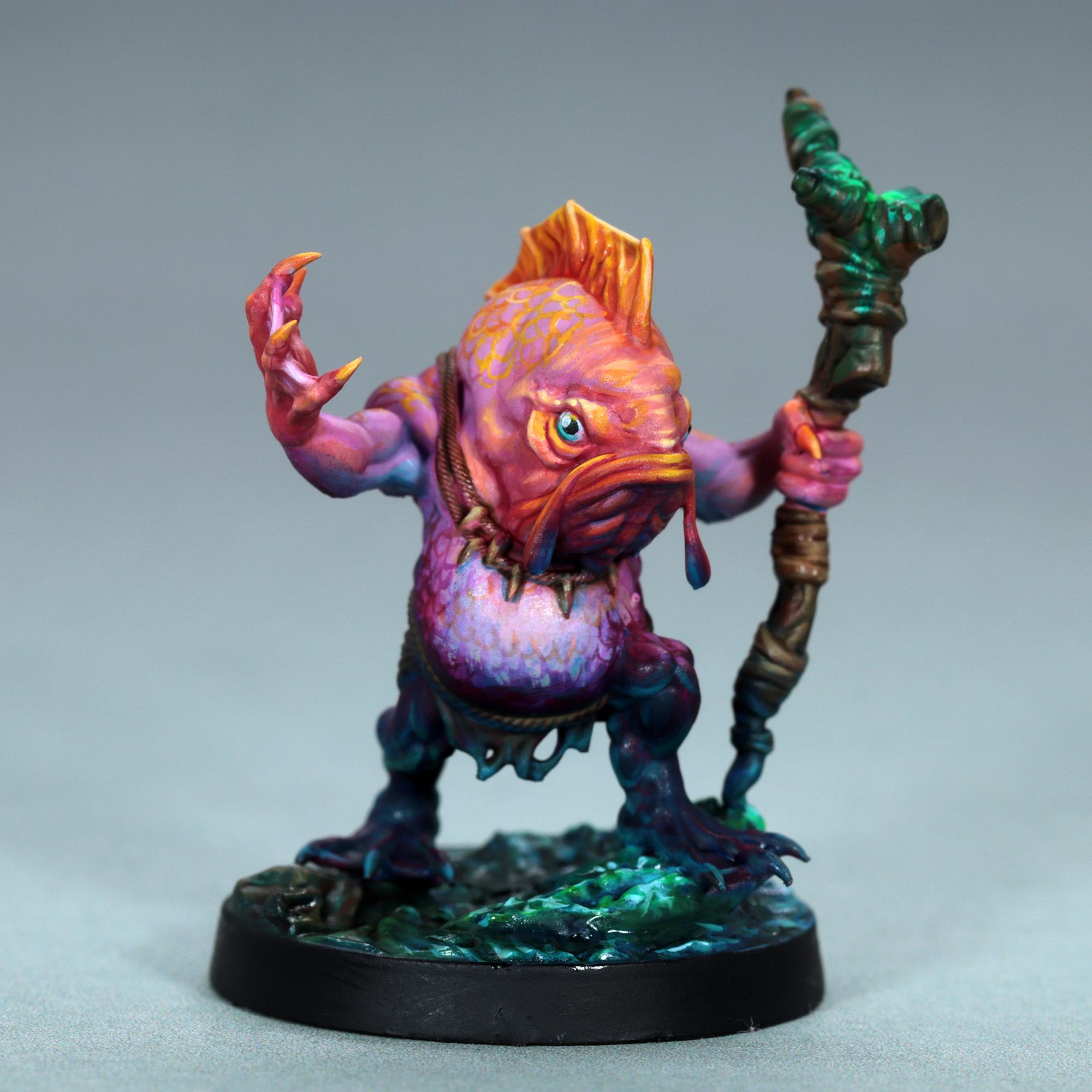 Painted Kuo-toa Fighter Miniature, Painted Triton Miniature, Painted ...