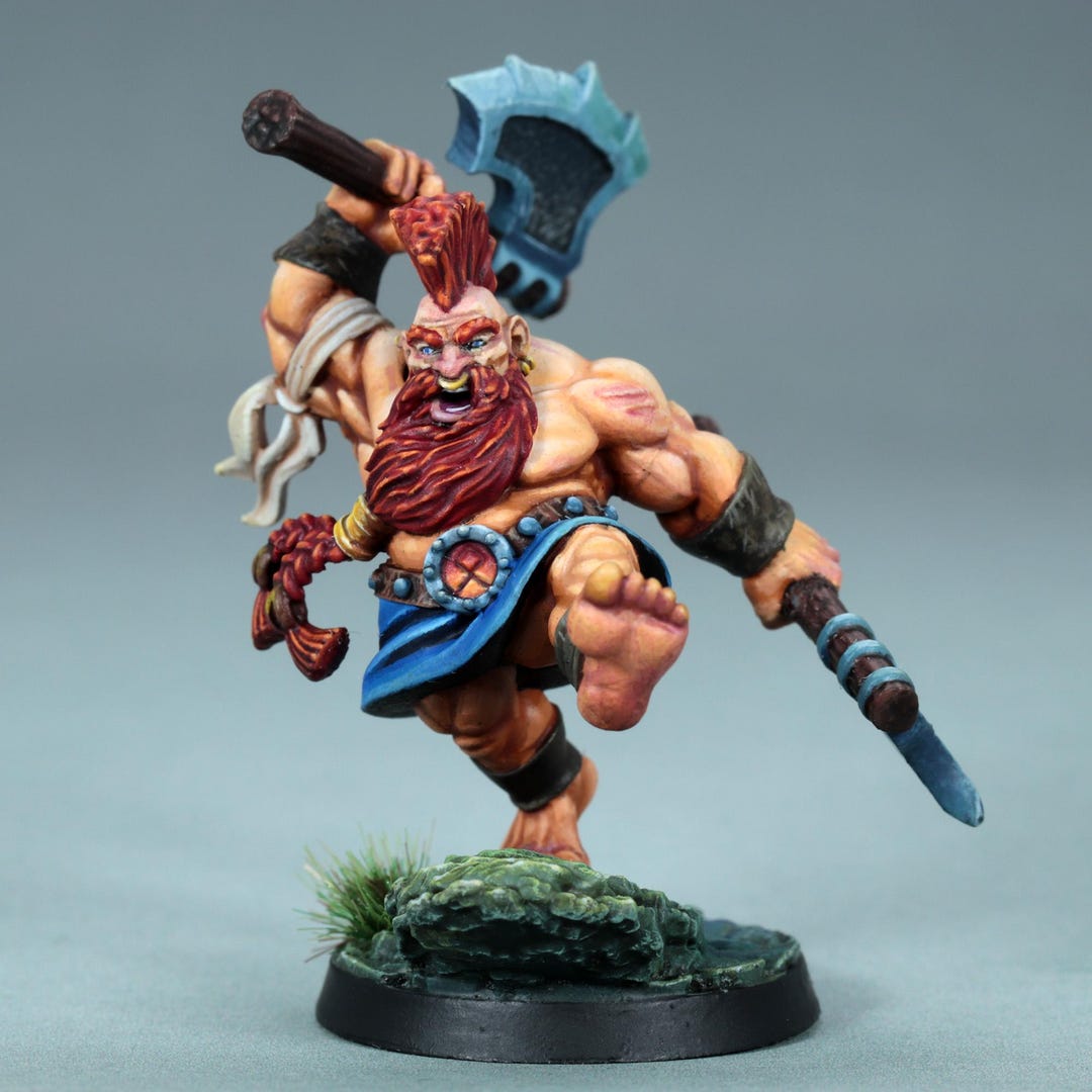 Painted Dwarf Dragon Slayer Miniature, Painted Dwarf Warrior Miniature ...