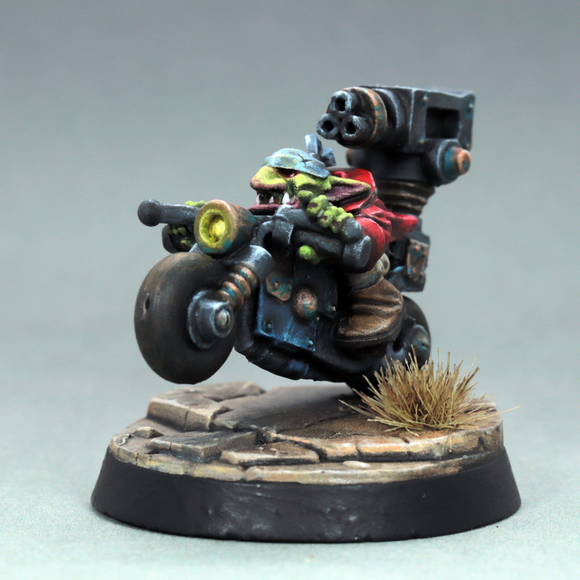 Painted Goblin in Warbike Miniature, 40k Speed Freeks Miniature, Goblin ...