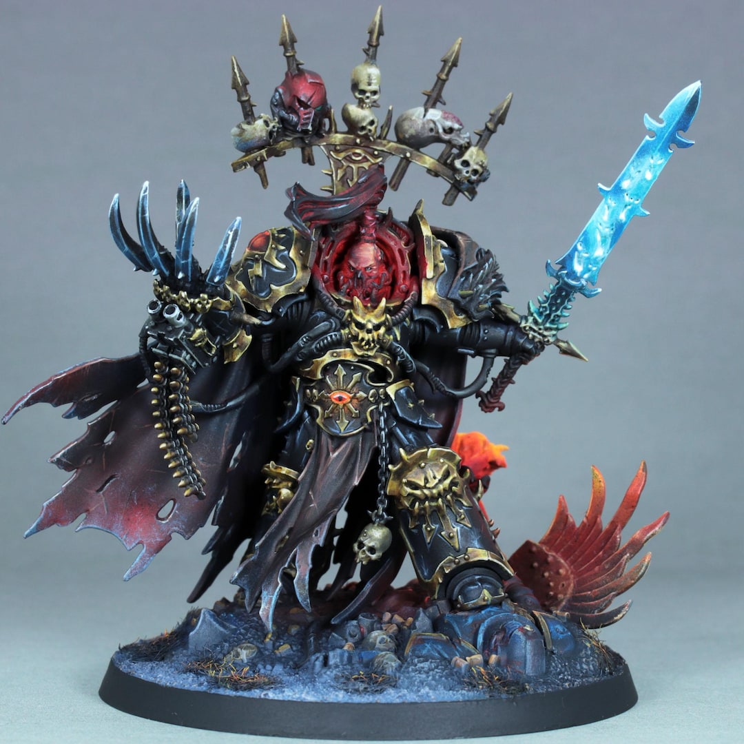 Painted Abaddon the Despoiler Miniature, Painted Black Legion Warmaster ...