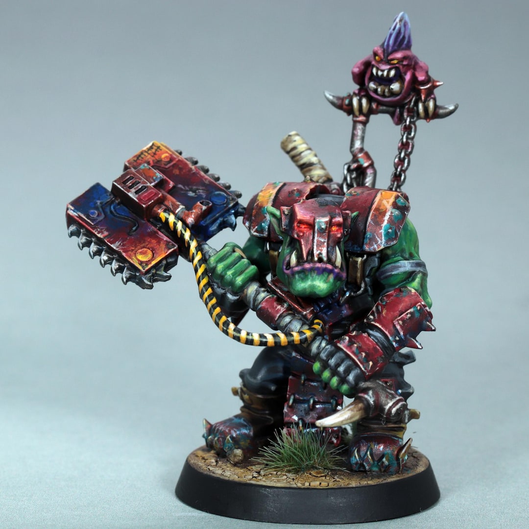 Painted Ork Nobz Big Choppa,painted Warhammer 40k Ork Champion,painted ...