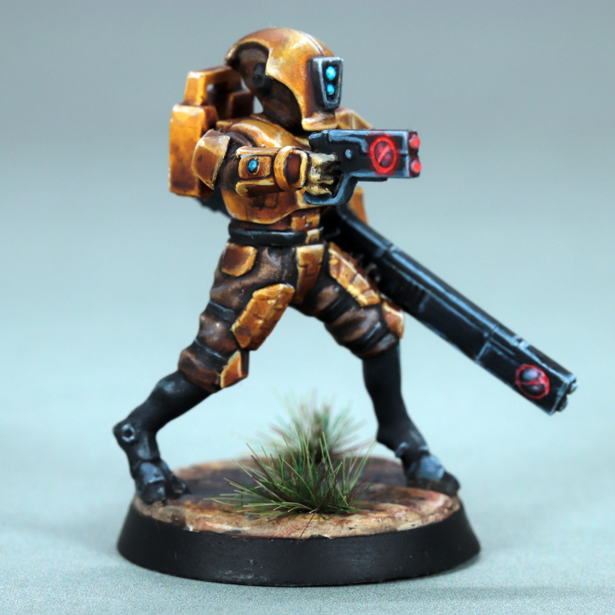 Painted Tau Warrior Miniature Painted Fire Caste Tau Warrior - Etsy