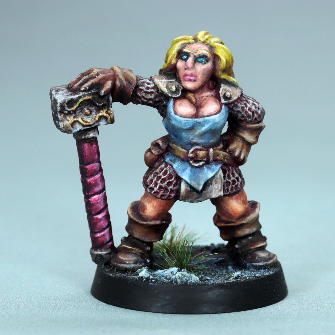 Painted Female Dwarf Warrior Miniature,painted Female Dwarf Cleric Miniature,painted Dnd Female ...
