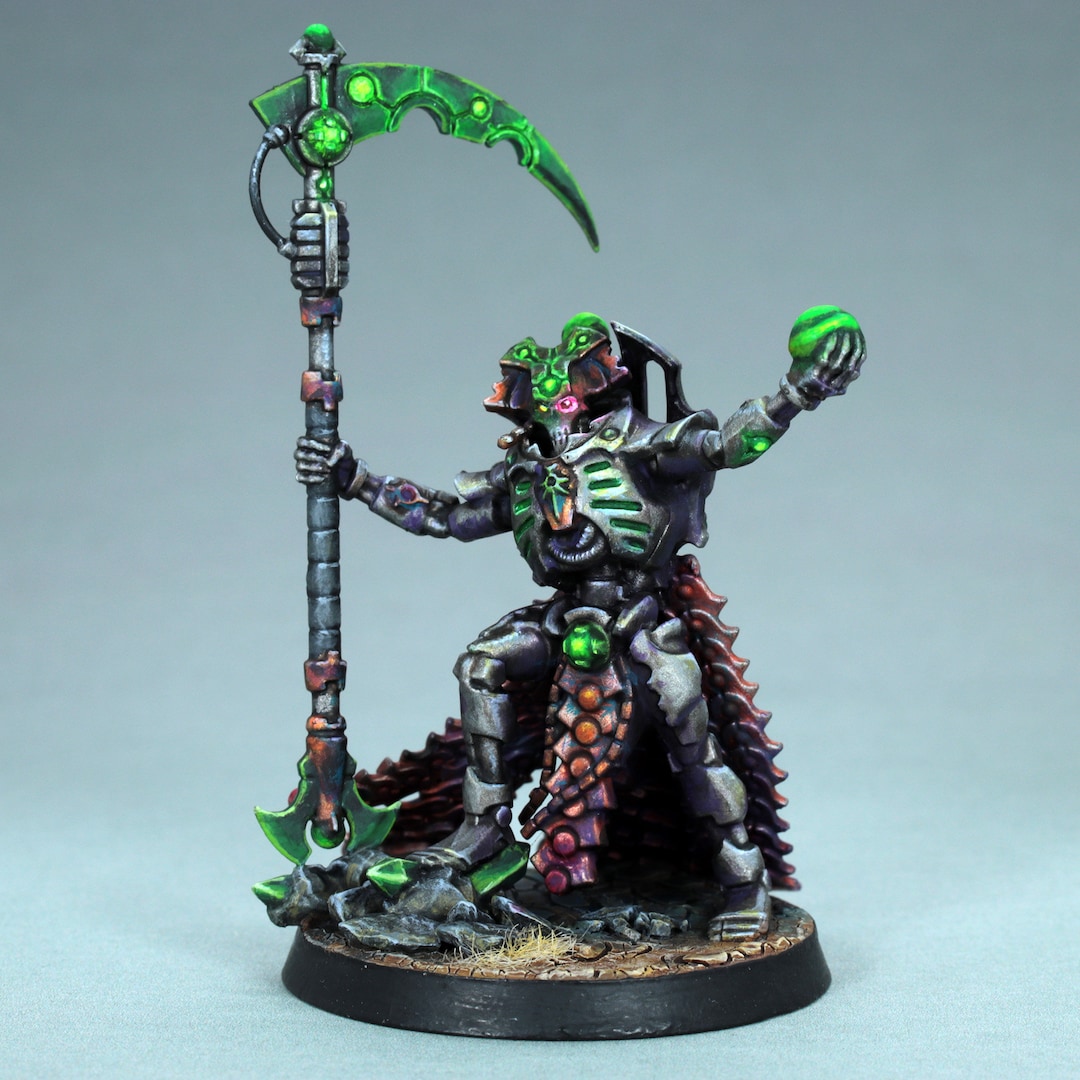Painted Necron Overlord Miniature, Painted Warhammer Necrons, Painted Warhammer 40k, Painted ...