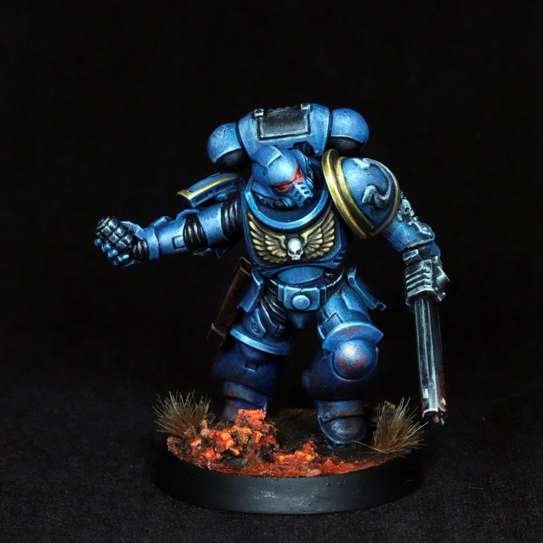 Painted Assault Intercessor Ultramarine Miniature, Painted Space Marine ...