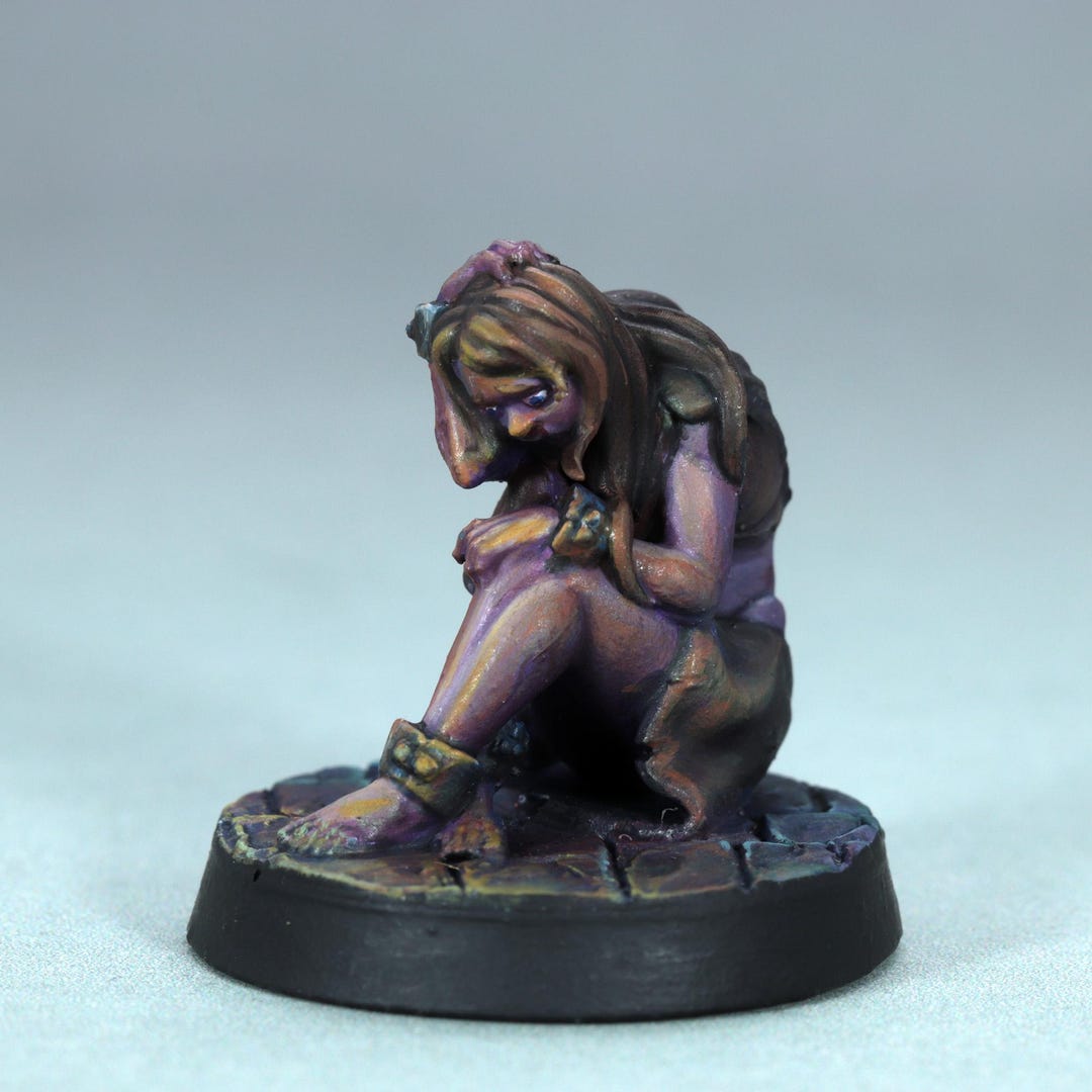 Painted Human Female Chained Prisoner, Painted Dnd Prisoner Miniature ...