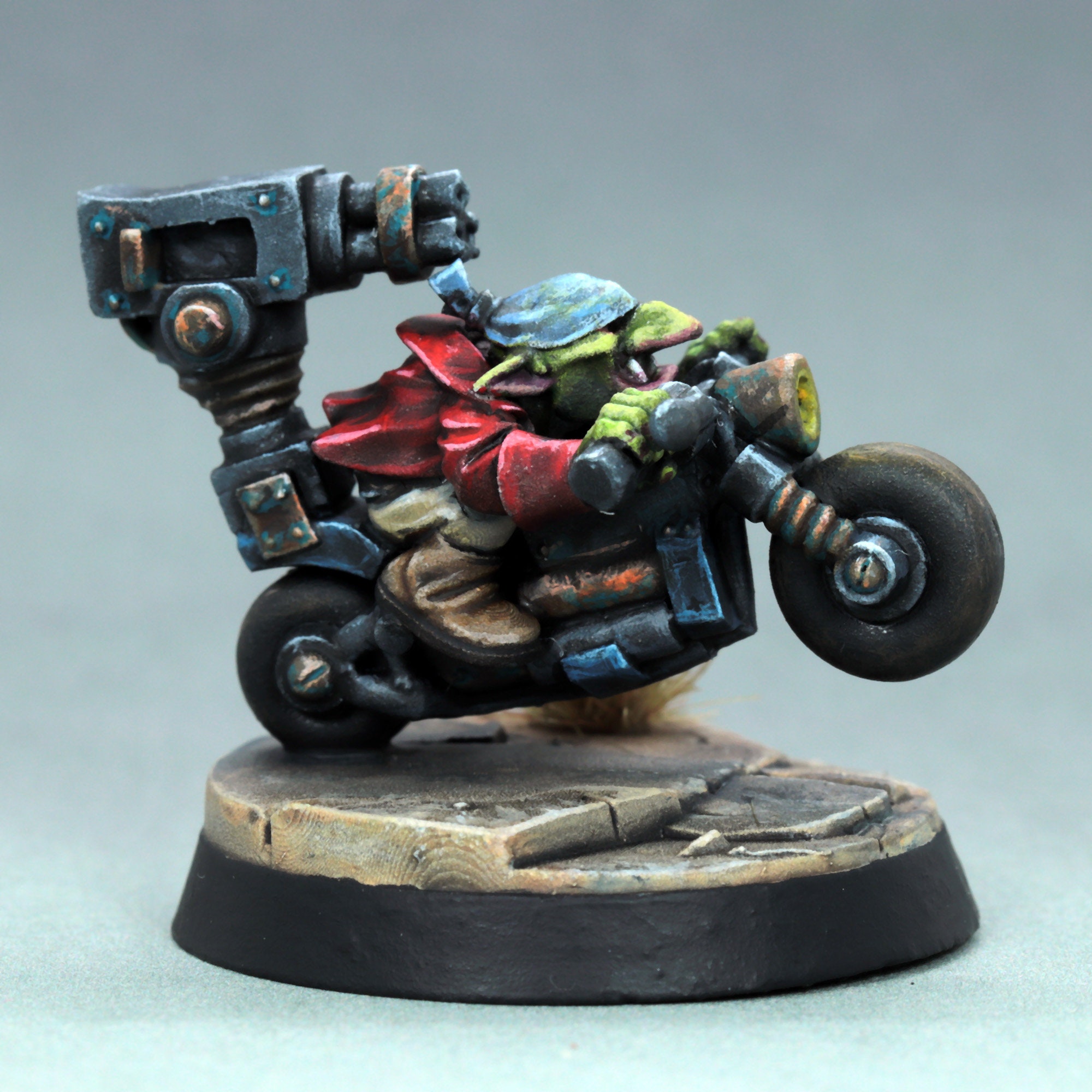 Painted Goblin in Warbike Miniature, 40k Speed Freeks Miniature, Goblin ...