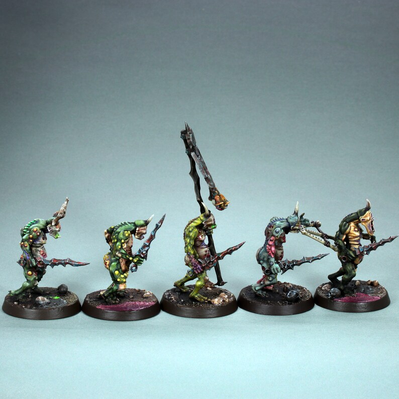 Painted Plaguebearers of Nurgle, Painted Warhammer Nurgle Miniatures ...