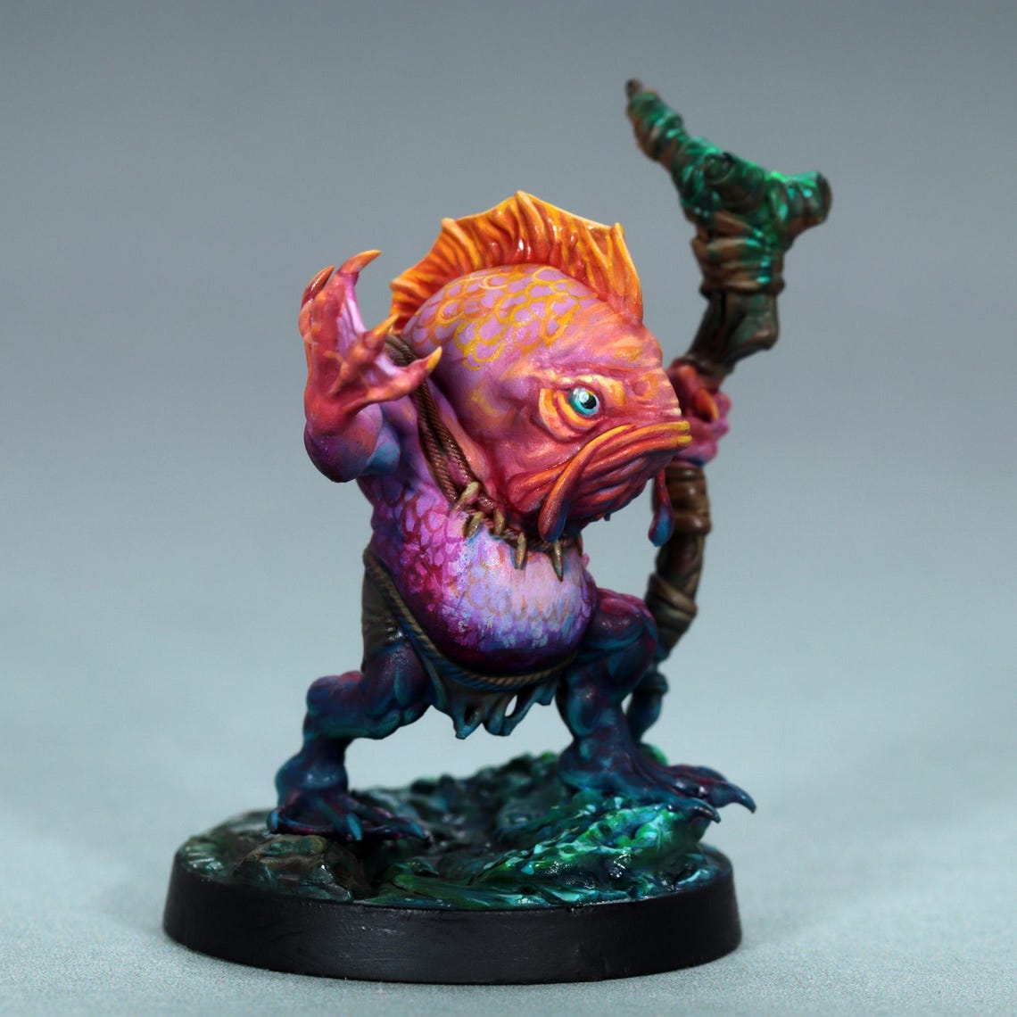 Painted Kuo-toa Fighter Miniature, Painted Triton Miniature, Painted ...