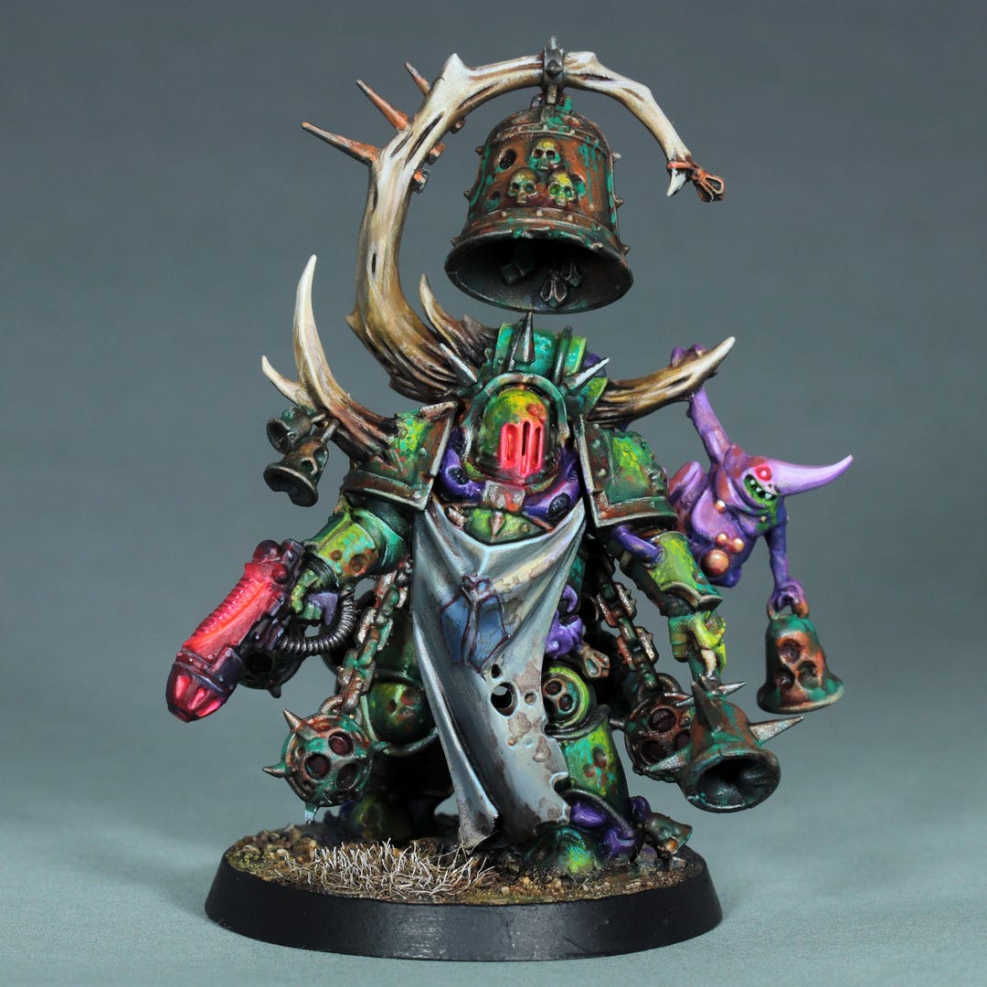 Painted Noxious Blightbringer Miniature, Painted Death Guard Lord, Painted Chaos Space Marine ...