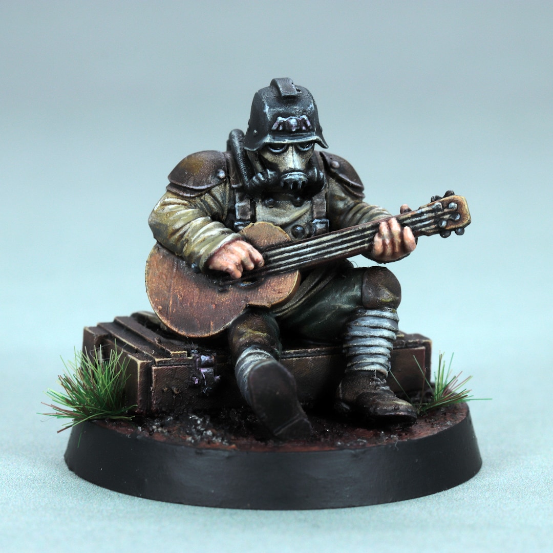 Painted Death Korps of Krieg Miniature, Painted Krieg With Guitar ...