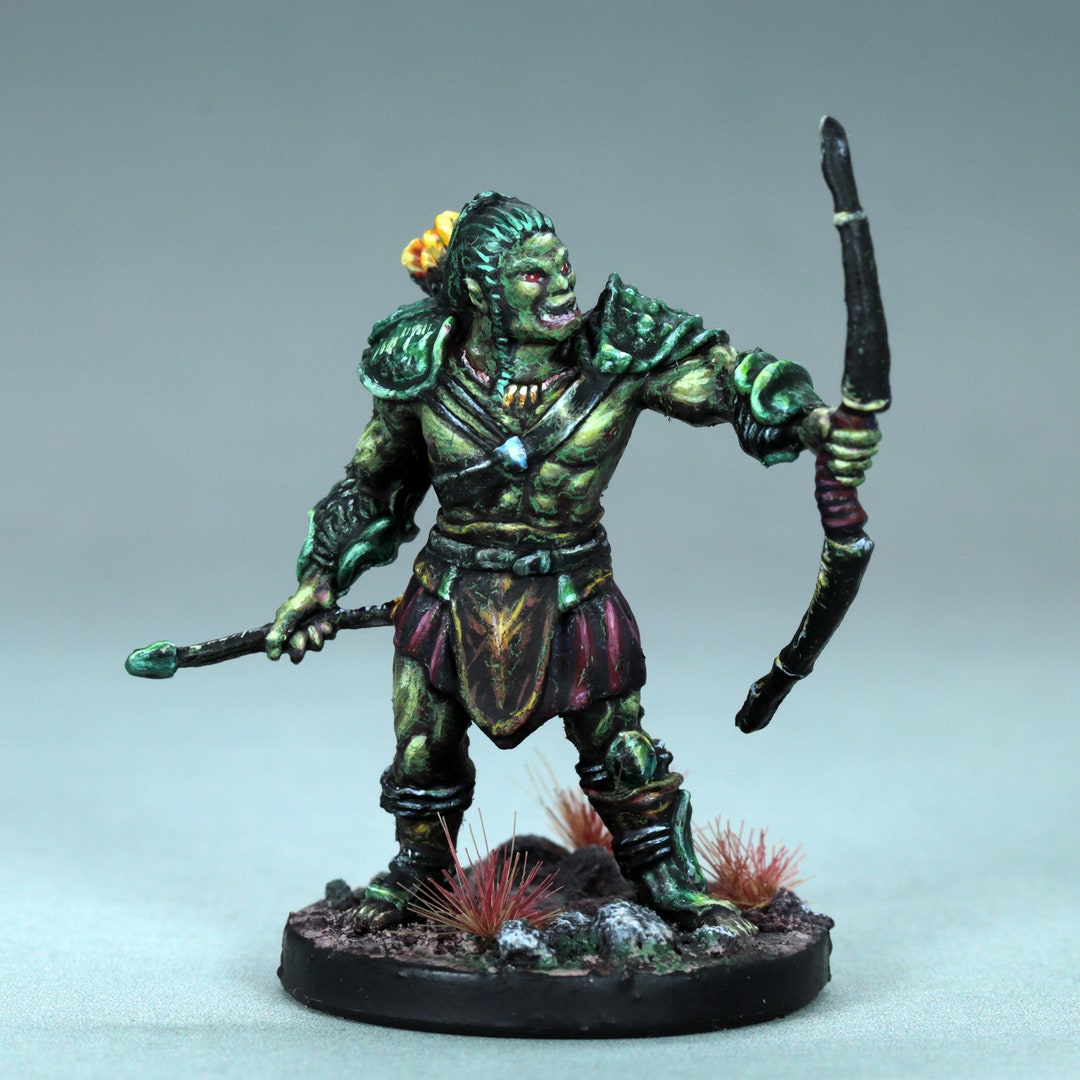 Painted Half-orc Archer Miniature,painted Dnd Orc Archer Miniature ...