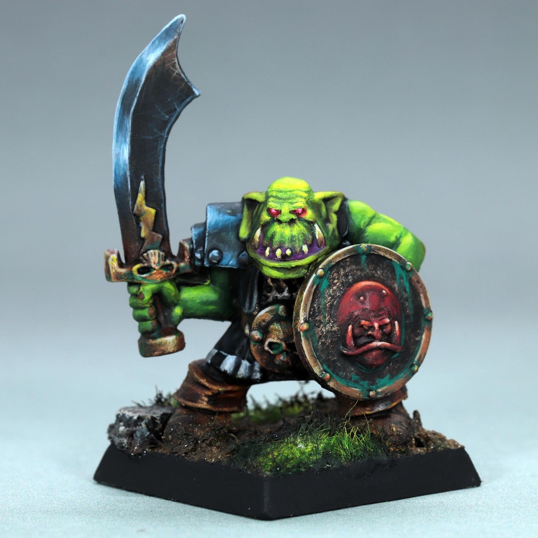 Painted Orc Warrior Miniature, Painted Classic Warhammer Fantasy Orc ...