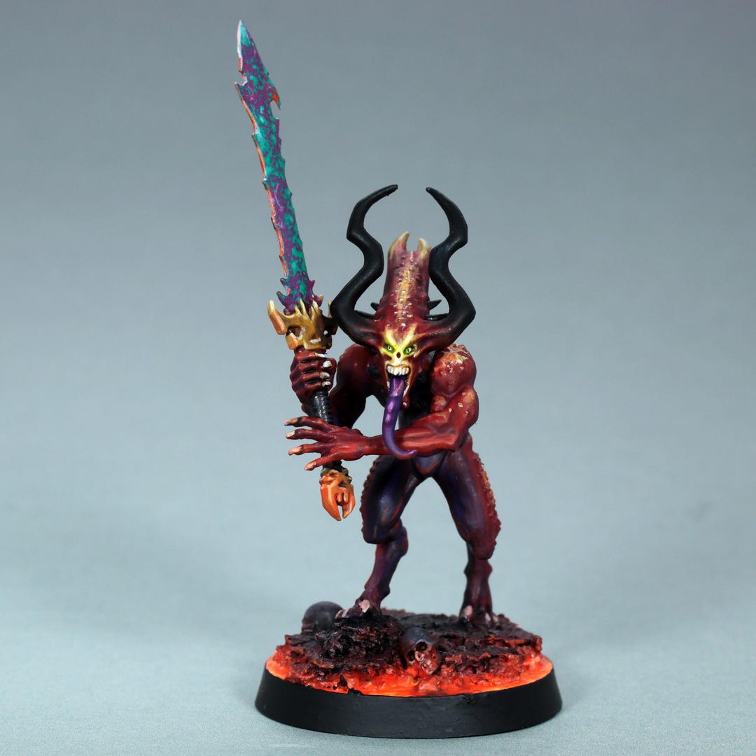 Painted Bloodletter Miniature, Painted Chaos Daemon Blade of Khorne ...