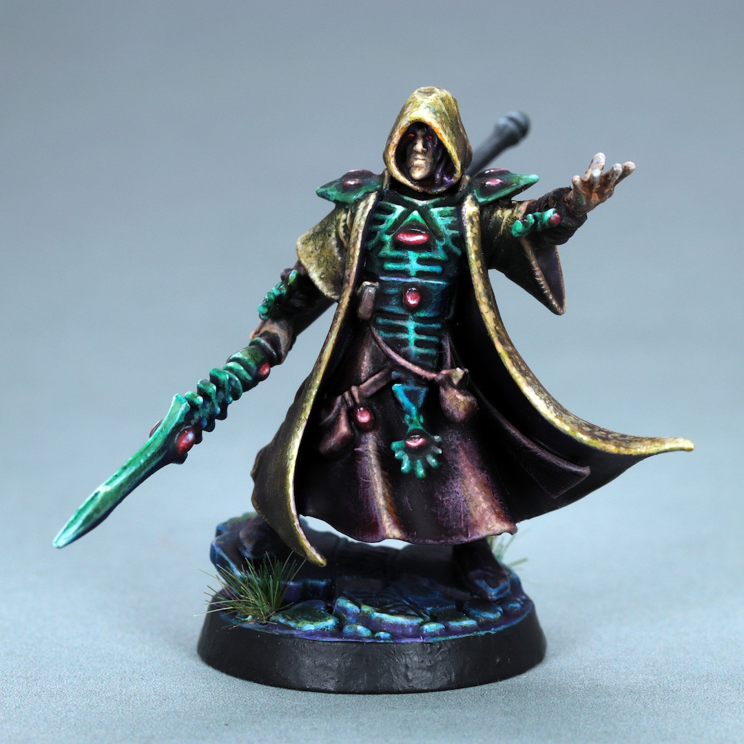 Painted Aeldari Seer Miniature, Painted Farseer Warhammer 40k ...