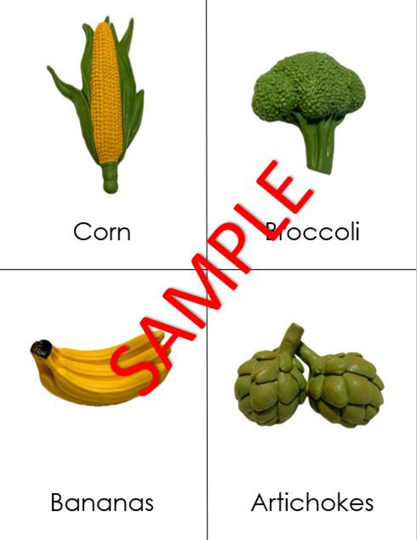 Montessori Printable Figure Matching Flash Cards Safari Toob Fruits and ...