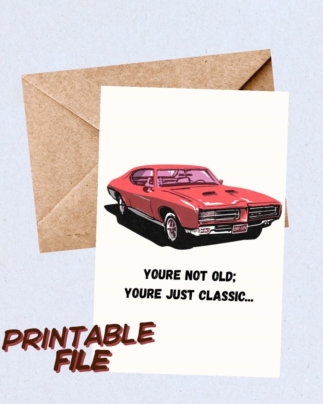 Funny Classic Car Printable Download Birthday Card - Etsy