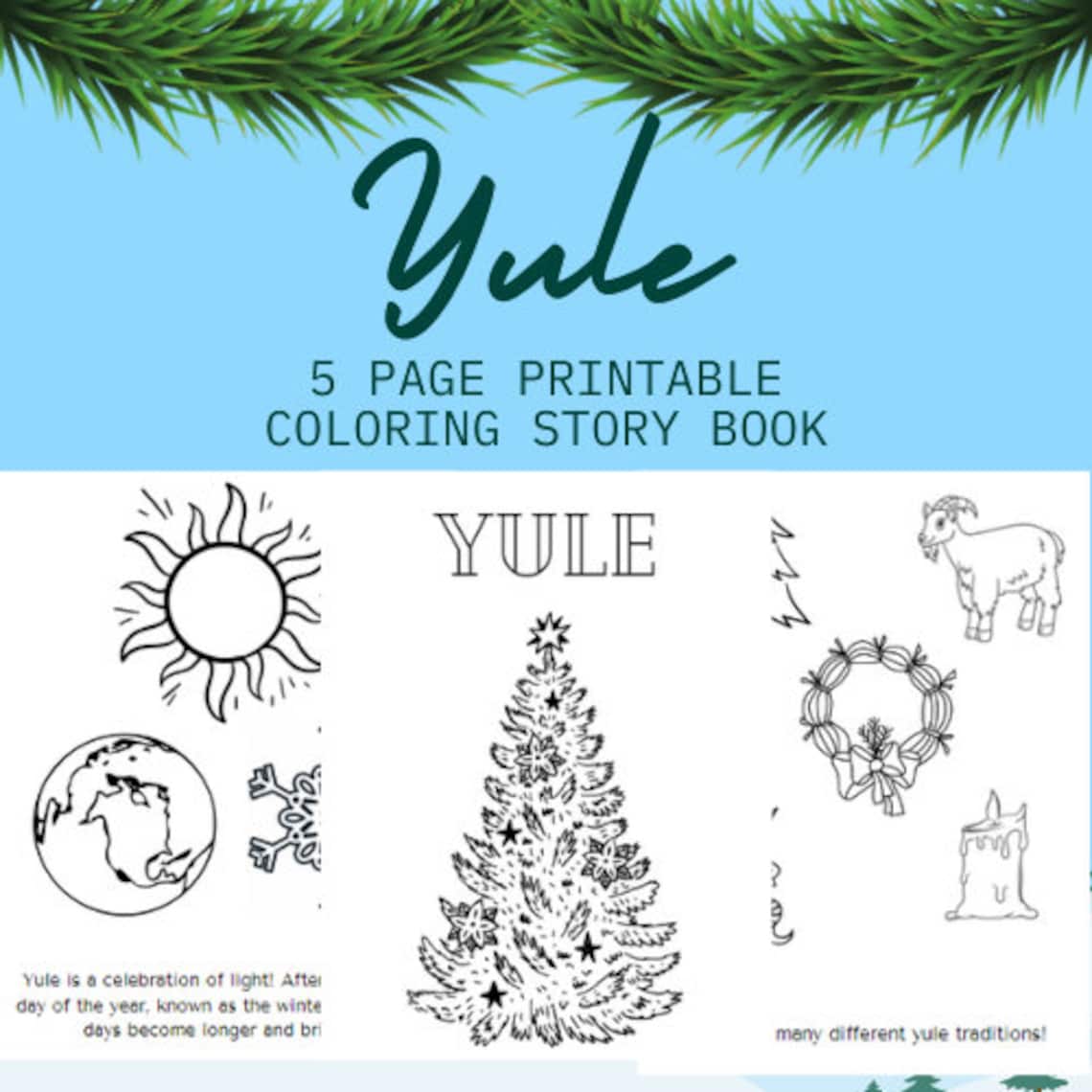 Yule Printable Coloring Story Book - Etsy