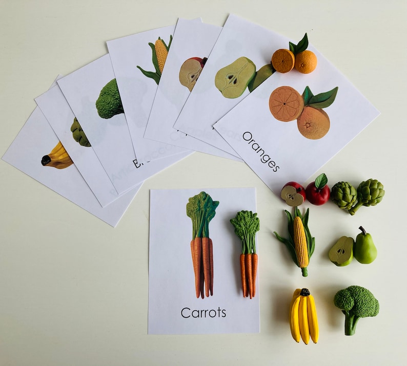 Montessori Printable Figure Matching Flash Cards Safari Toob Fruits and ...
