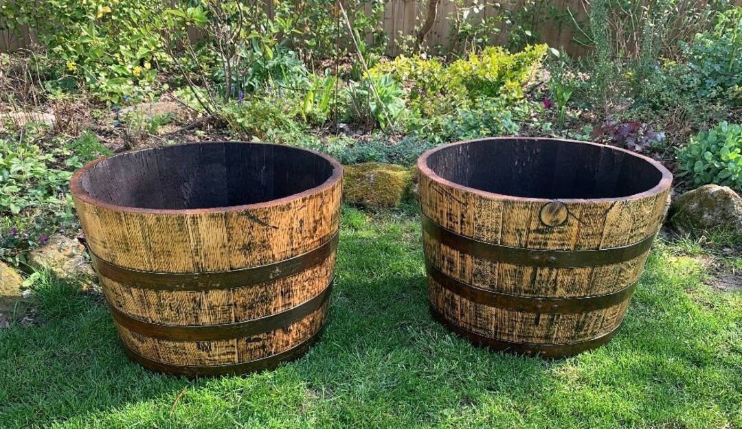 Fully Restored Large Oak Whisky Barrel Planter. Eco Friendly, Garden ...
