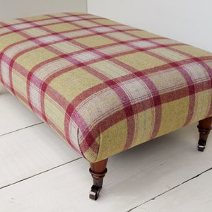 New Handmade Footstool in Abraham Moon's 100% Wool Skye Raspberry ...