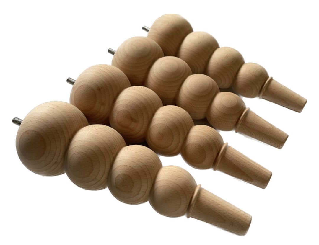 New Tall 250mm Solid Raw Beech Wooden Feet / Legs. Suitable for D.I.Y ...