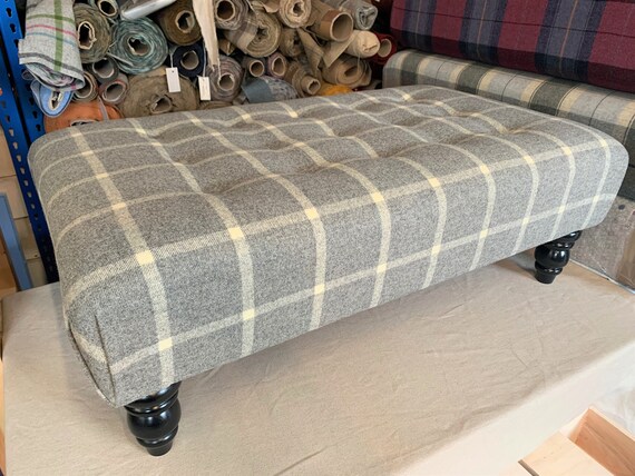 New Buttons and Wool Footstool Range in Hawes Gull Grey 100 Wool Moon Fabric. Choose Size Legs Etsy
