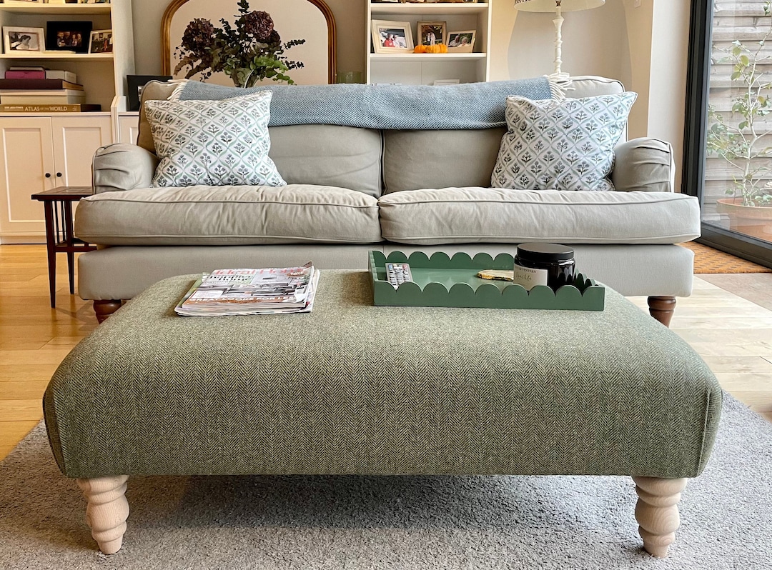 New Handmade Footstool in Any Abraham Moon 100% Wool Fabric. Choose ...