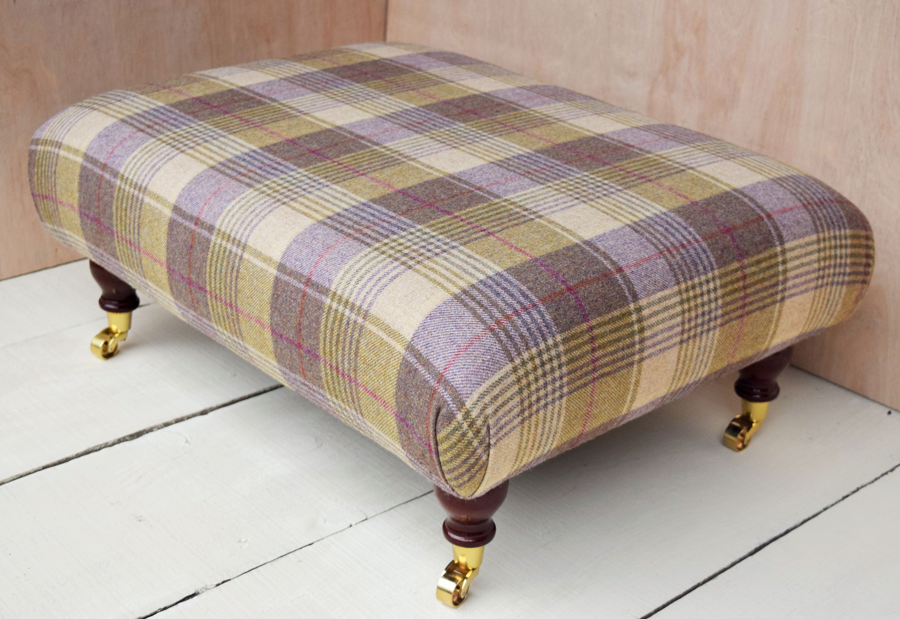 New Handmade Footstool in Abraham Moon 100% Wool Huntingtower Grape ...