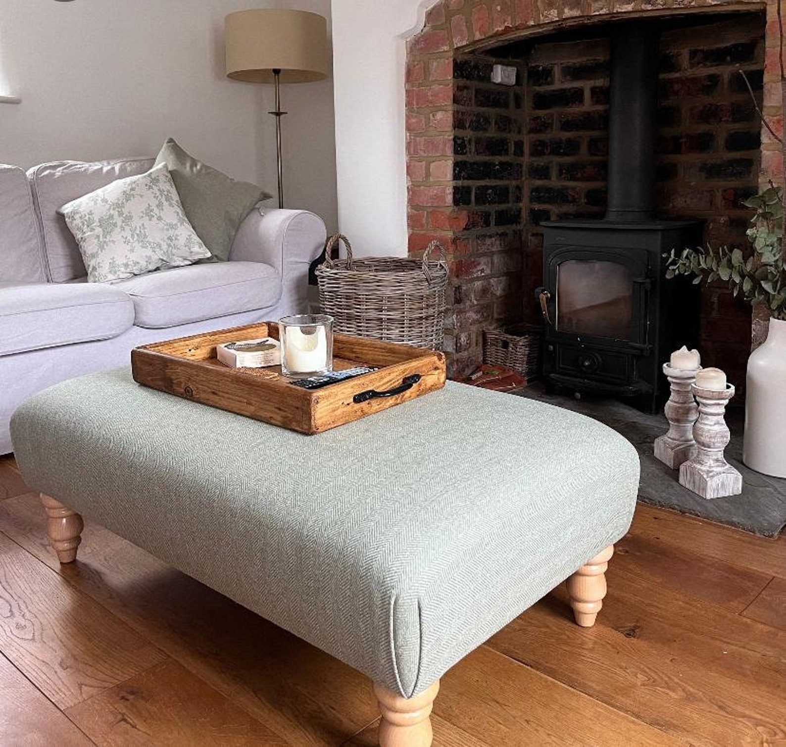 New Handmade Footstool in Any Abraham Moon 100% Wool Fabric. Choose ...