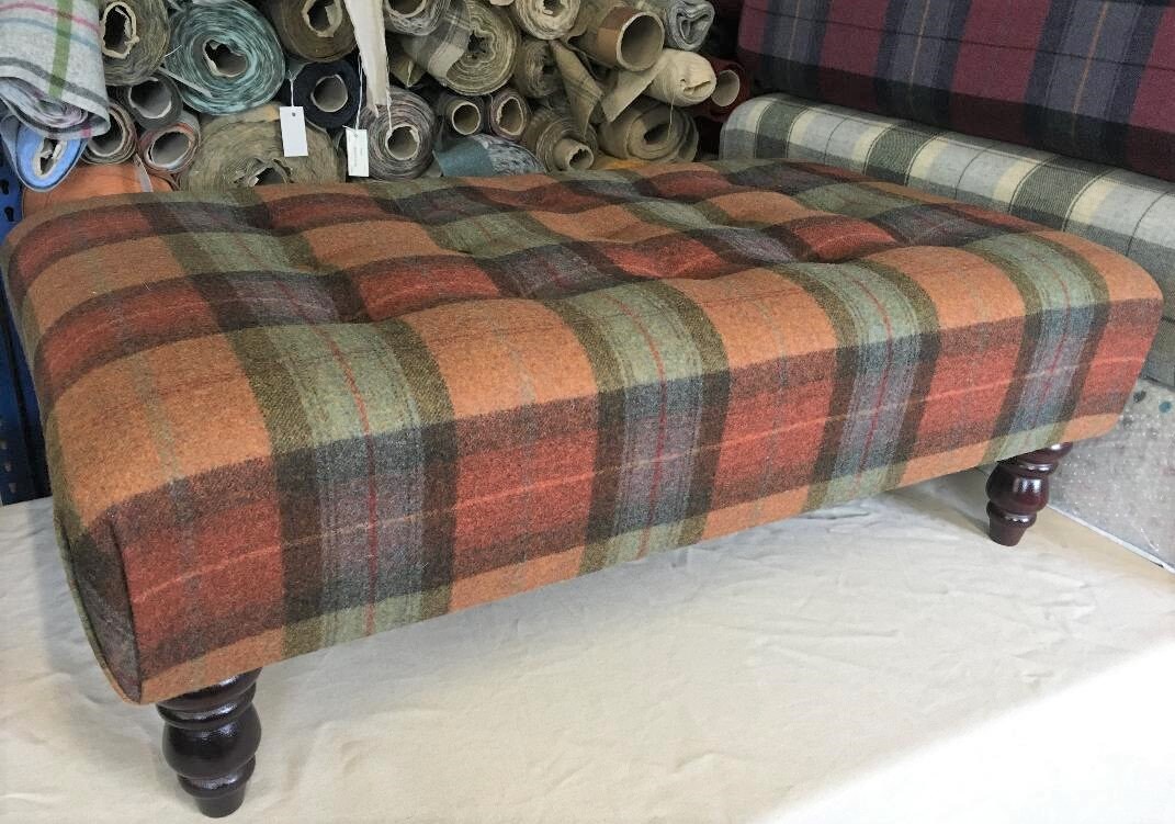 New Buttons and Wool Footstool Range in Skye Burnt Orange 100% Wool ...
