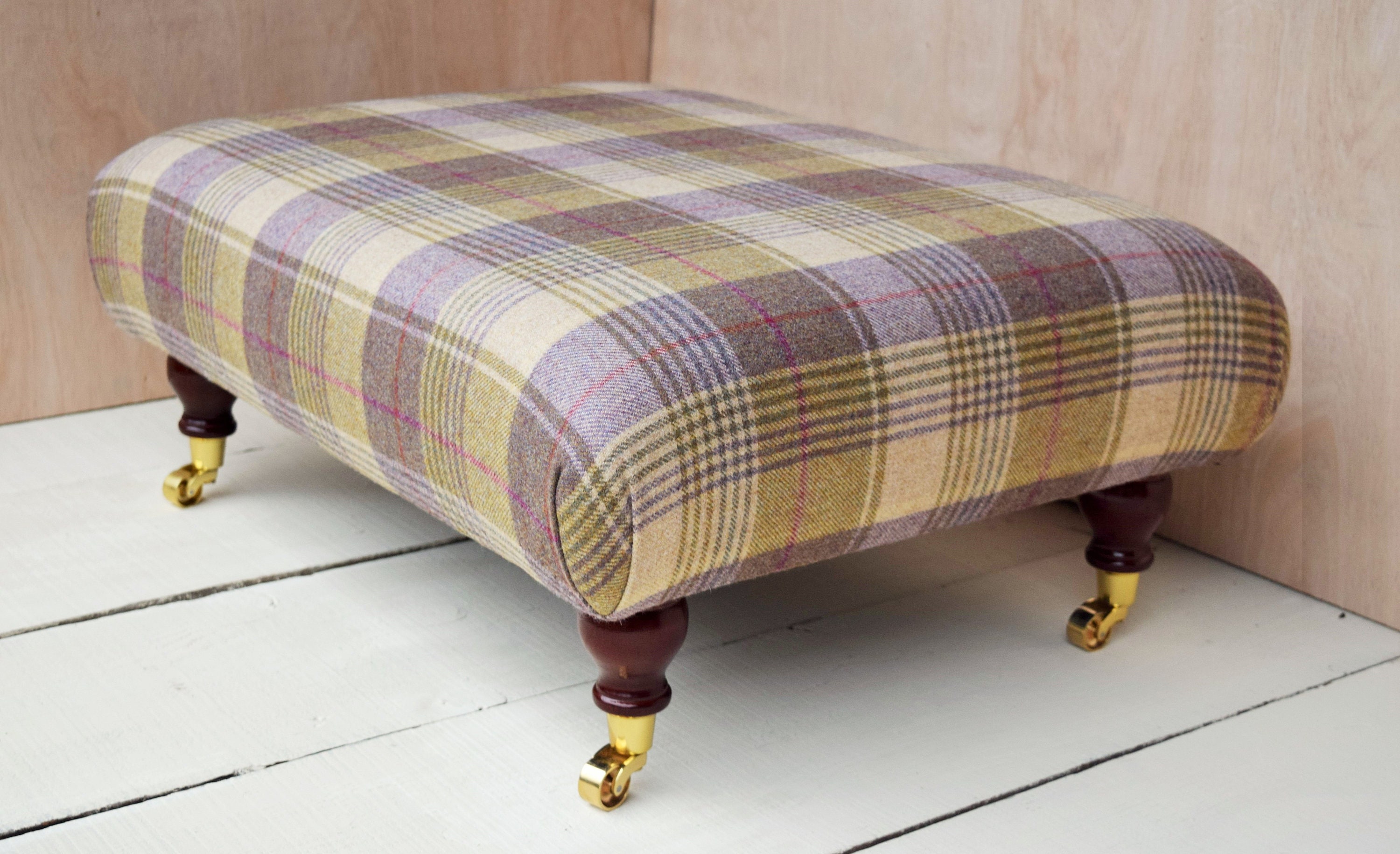 New Handmade Footstool in Abraham Moon 100% Wool Huntingtower Grape ...
