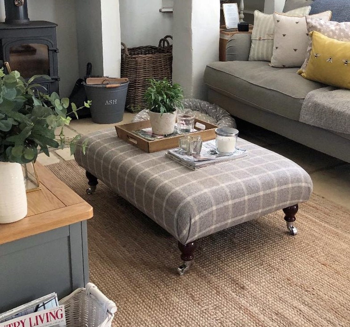 New Handmade Footstool in Any Abraham Moon 100% Wool Fabric. - Etsy UK