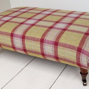 New Handmade Footstool in Abraham Moon's 100% Wool Skye Raspberry ...