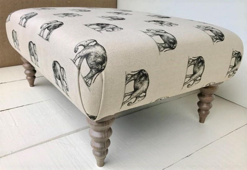 NEW Handmade Footstool in Art of the Loom Serengeti Fabrics. | Etsy