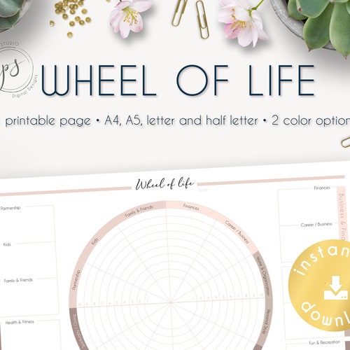 Goal Setting Exercise With WHEEL of LIFE Printable Level 10 | Etsy