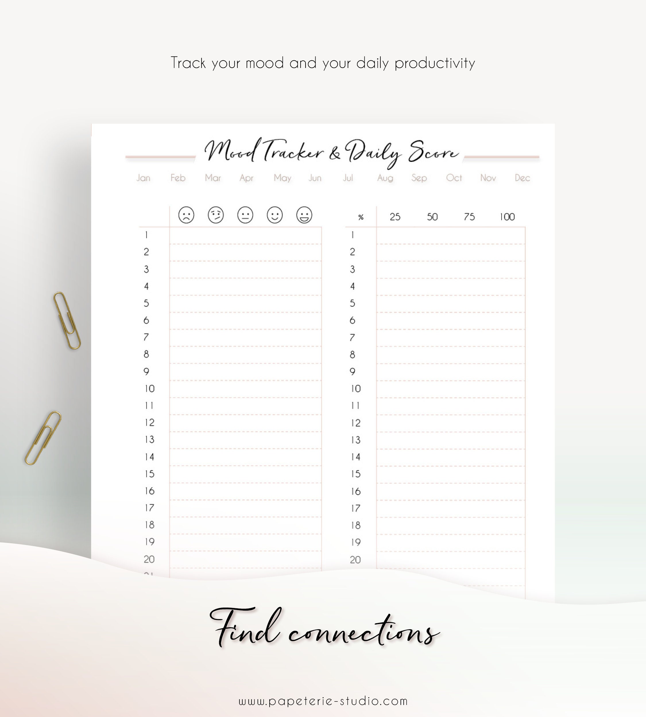 Printable MOOD and PRODUCTIVITY TRACKER for Your Planner or Journal by ...