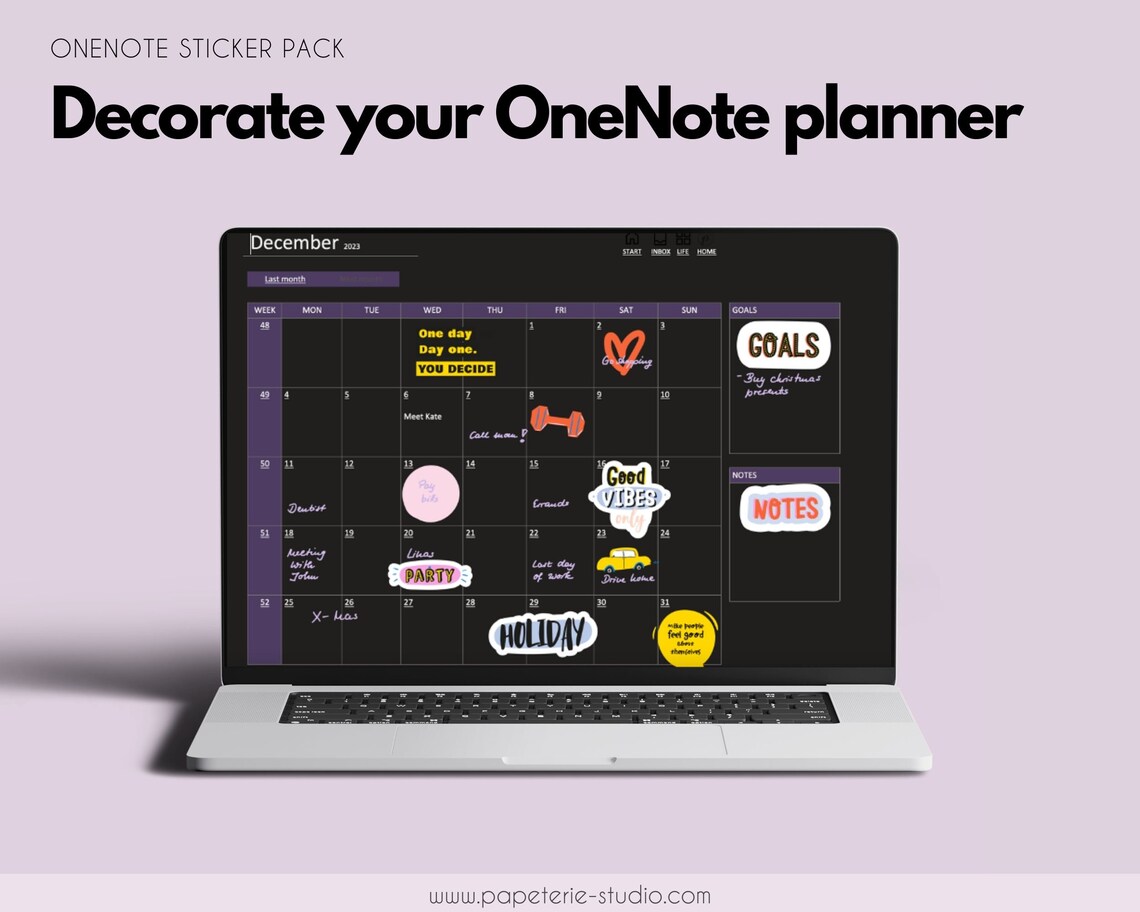 Onenote Digital Stickers, Daily Planner Stickers, Pre-cropped, Calendar ...