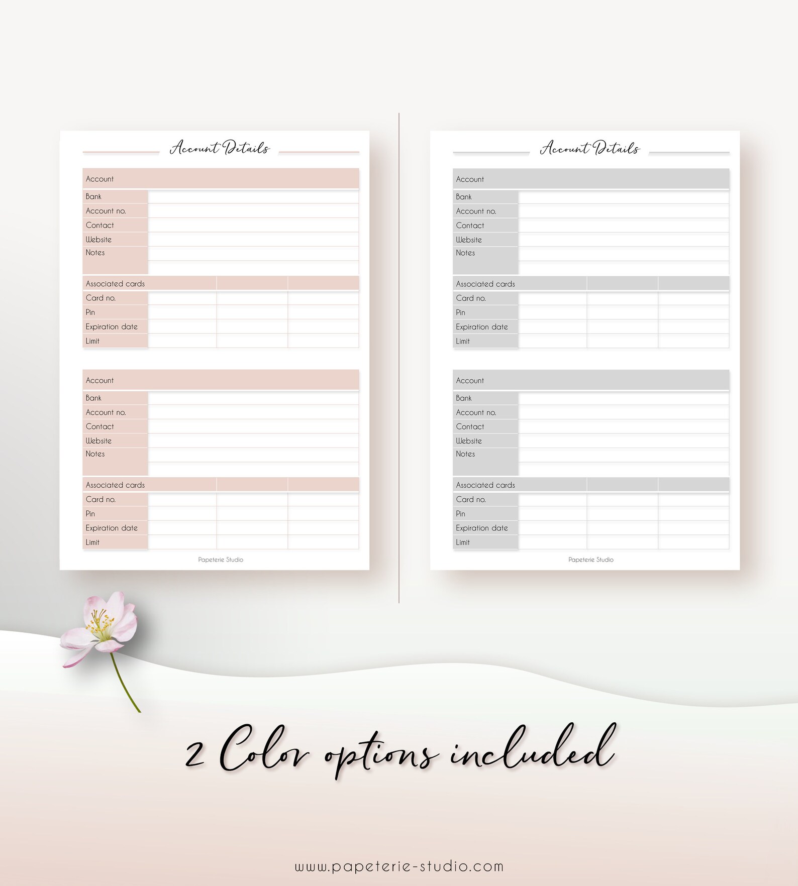 Printable BANK ACCOUNT Information Tracker | Finance Planner Printable ...