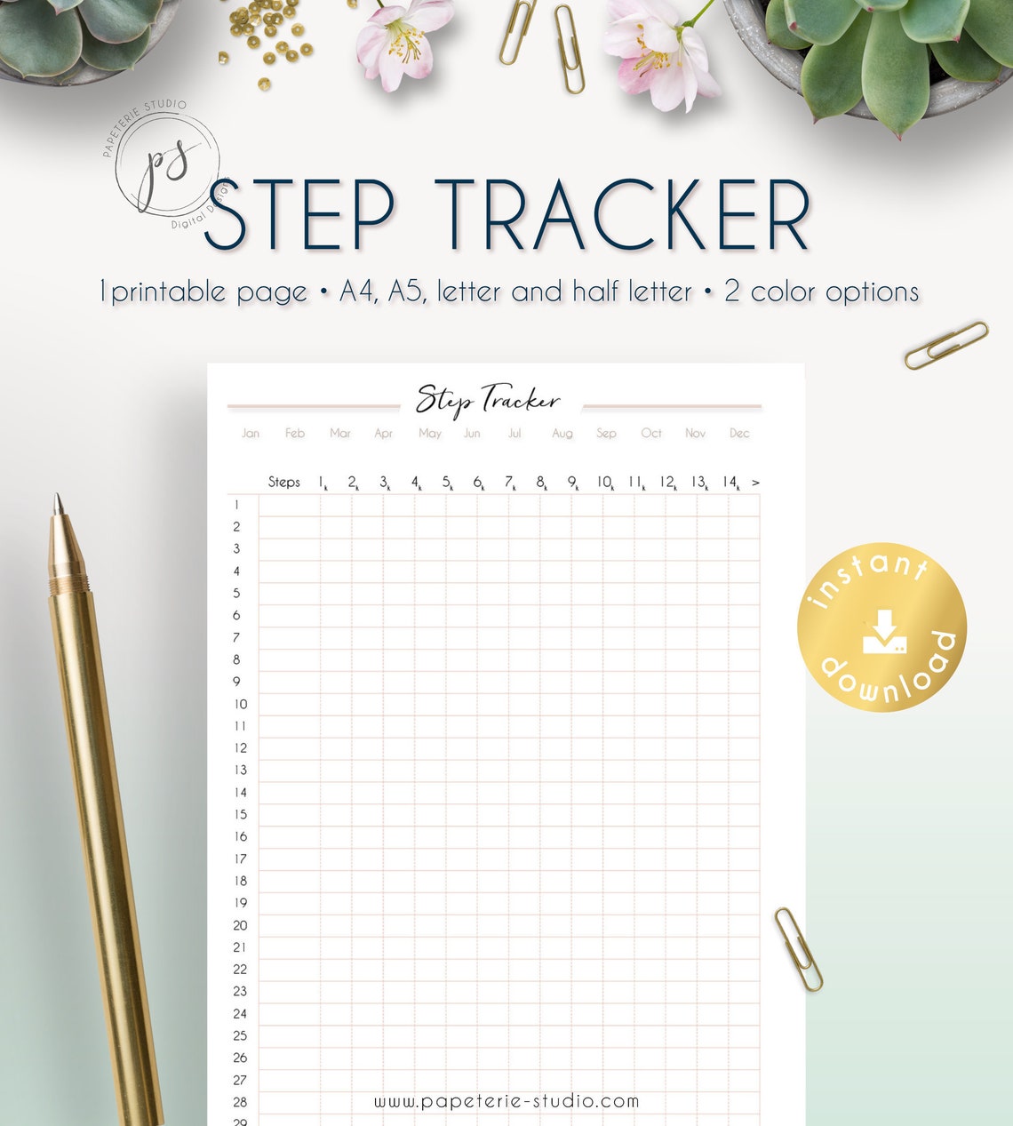 Printable STEP TRACKER for Your Planner or Bullet Journals by ...