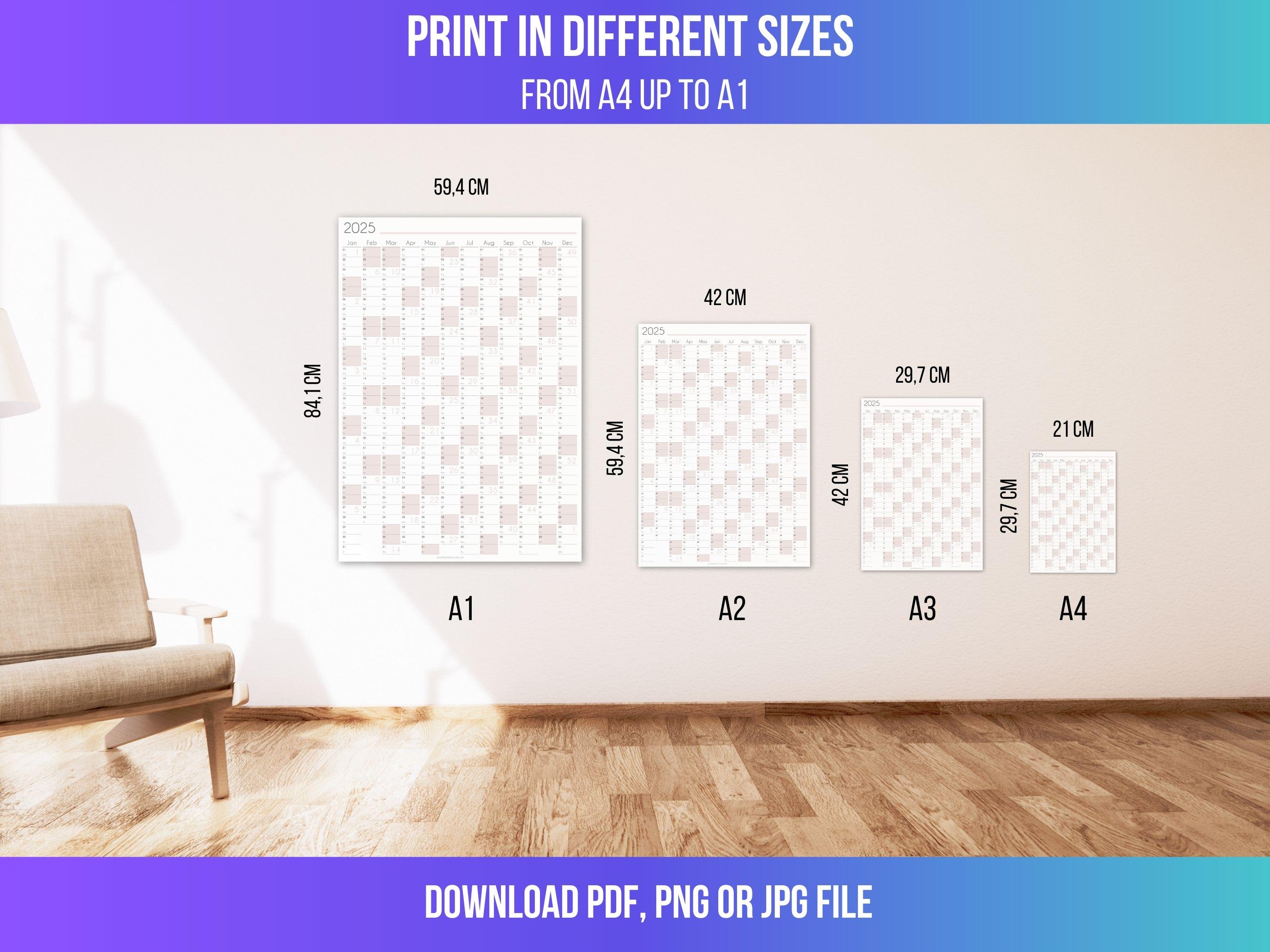 Canva Template for 2025 Editable WALL CALENDAR | Full Year Calendar ...