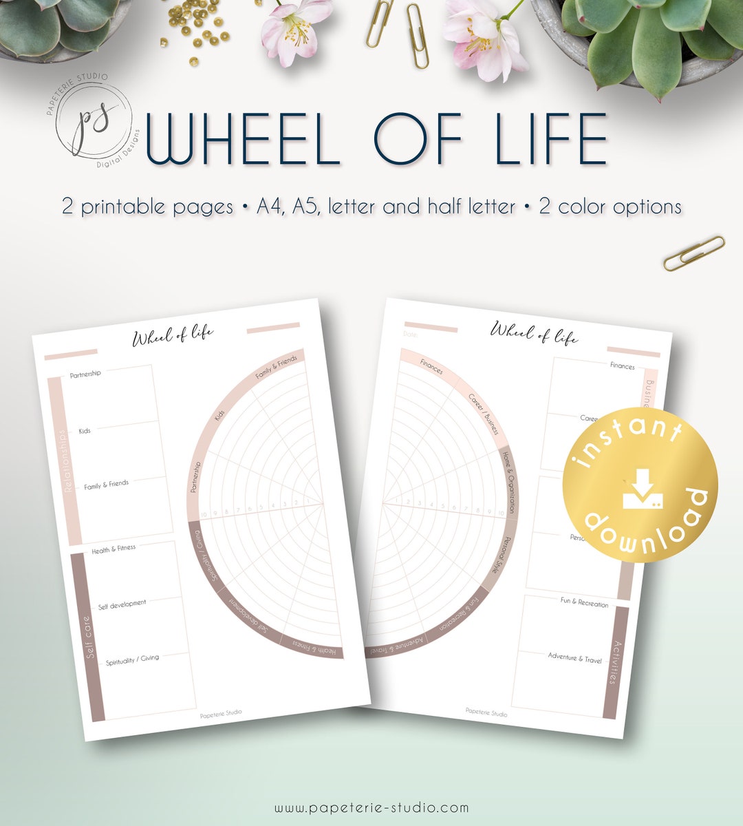 Wheel of Life Worksheet, Wheel of Life Template, Printable Planner ...