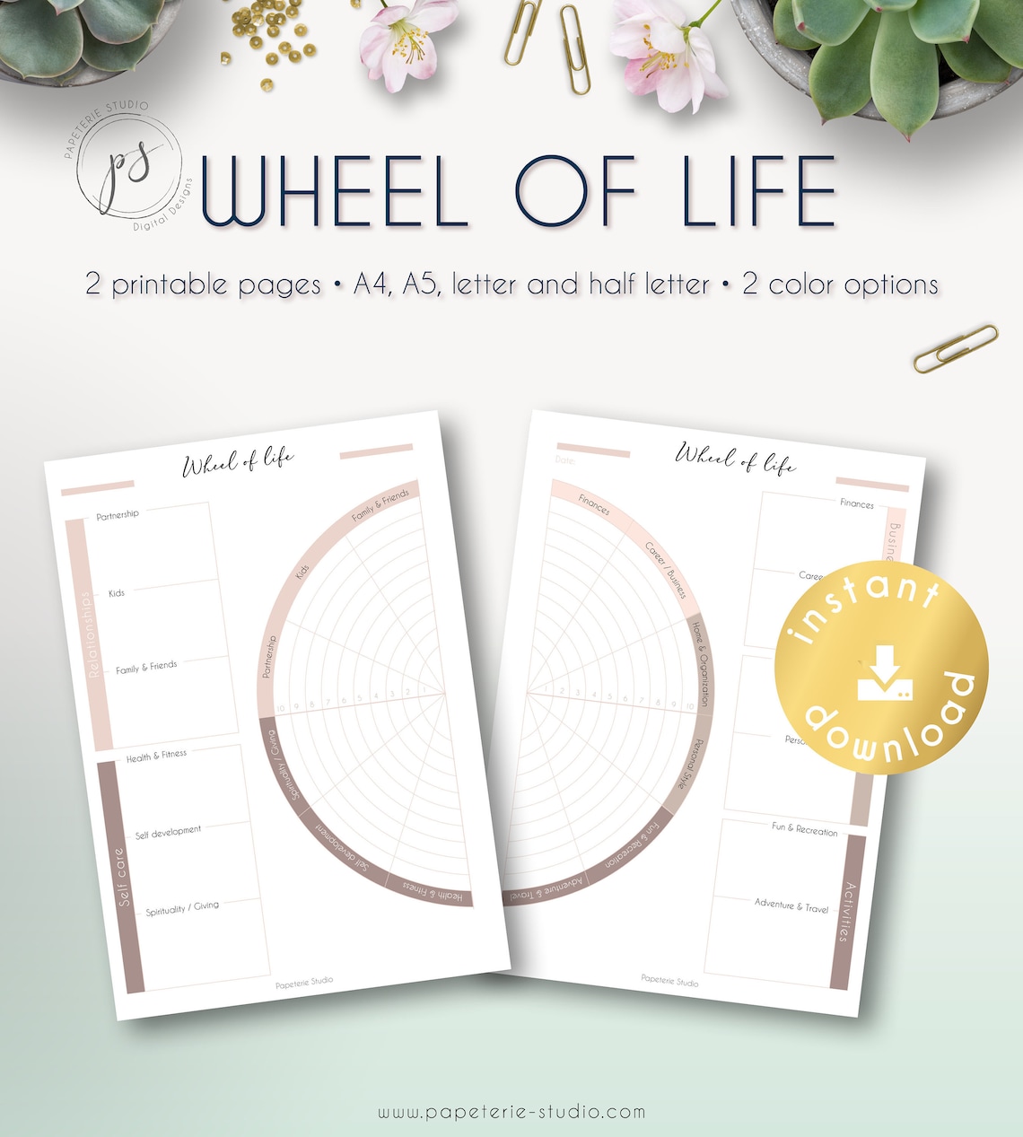 Wheel of Life Worksheet, Wheel of Life Template, Printable Planner ...