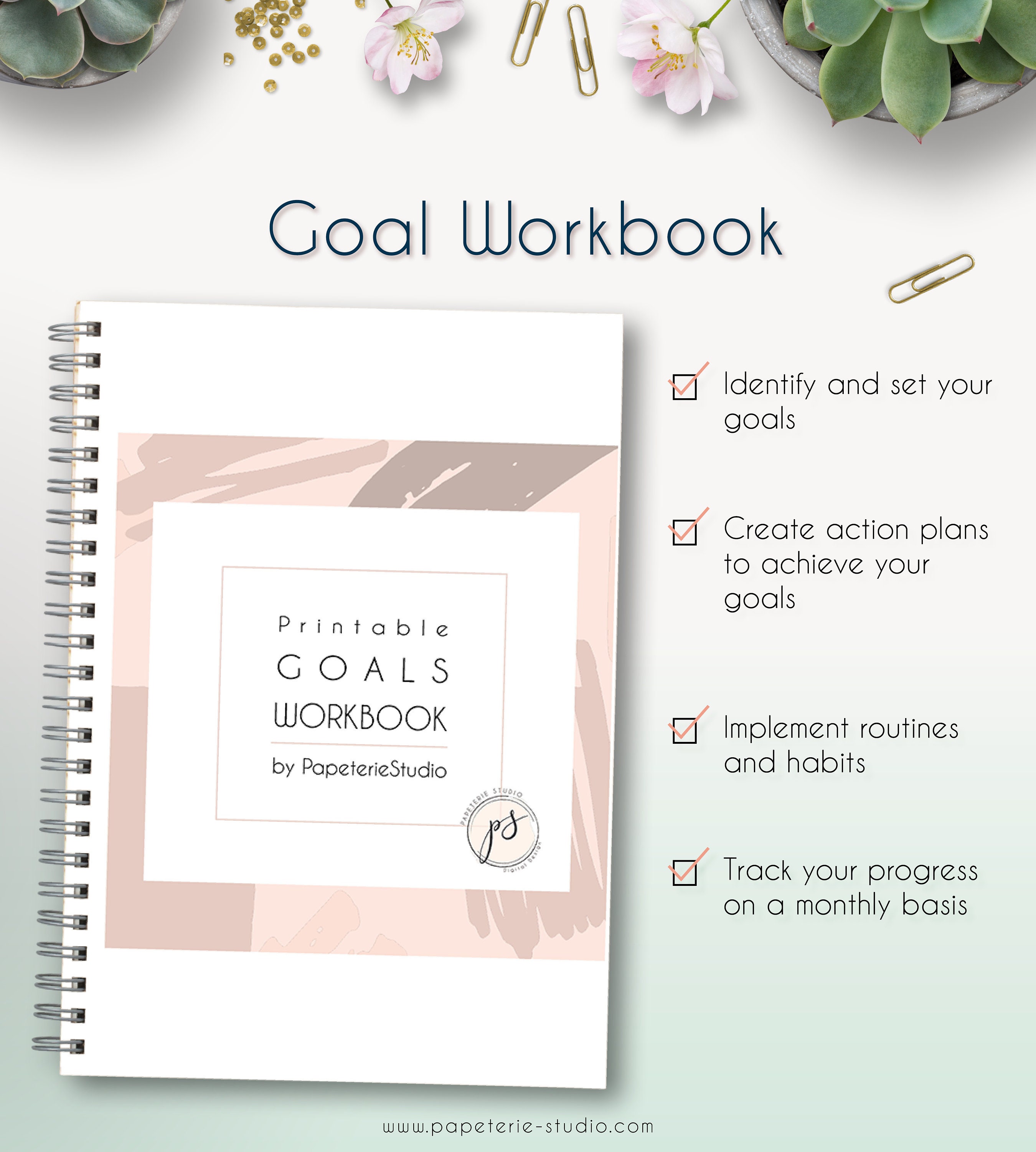 GOAL PLANNER Printable, Goal Planner Bundle, Daily Weekly Monthly ...