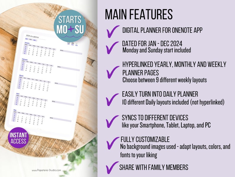 Onenote Planner 2024 Personal One Note Template Customizable Weekly ...