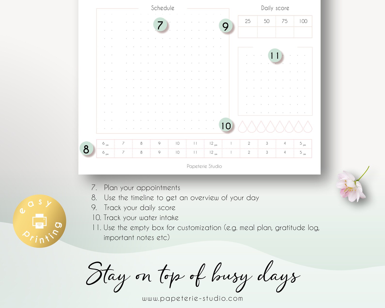 DAILY PLANNER Printable Printable Day Planner Planner Page for Daily ...
