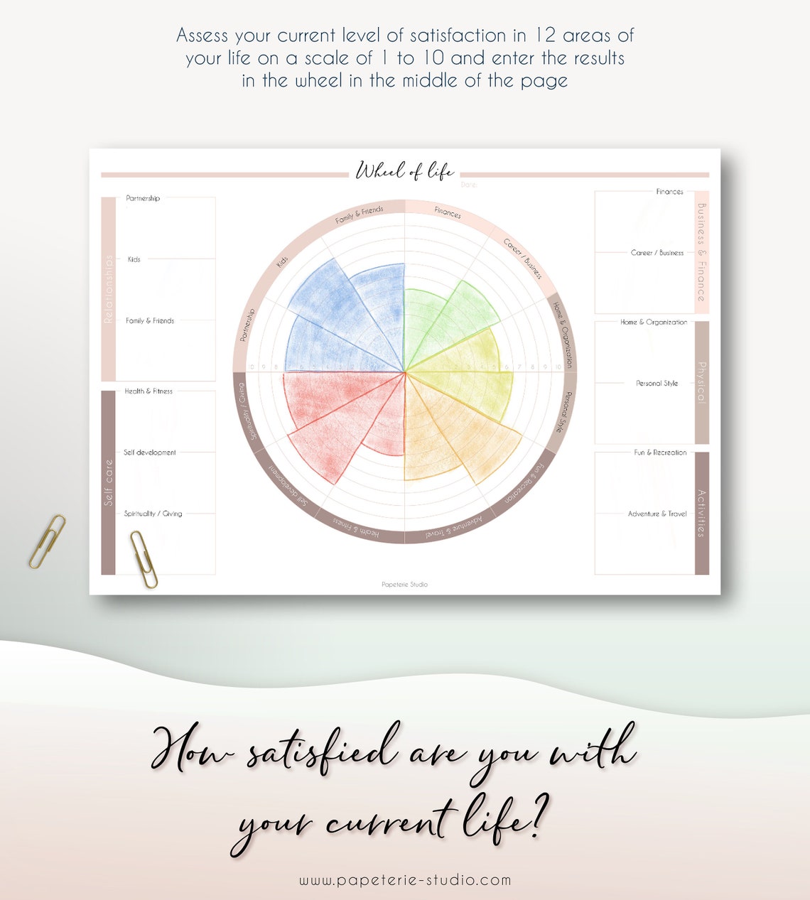 Goal Setting Exercise With WHEEL of LIFE Printable Level 10 | Etsy