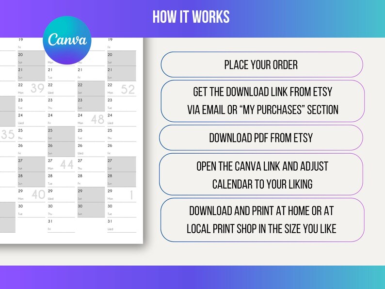 Canva Template for 2025 Editable WALL CALENDAR | Full Year Calendar ...