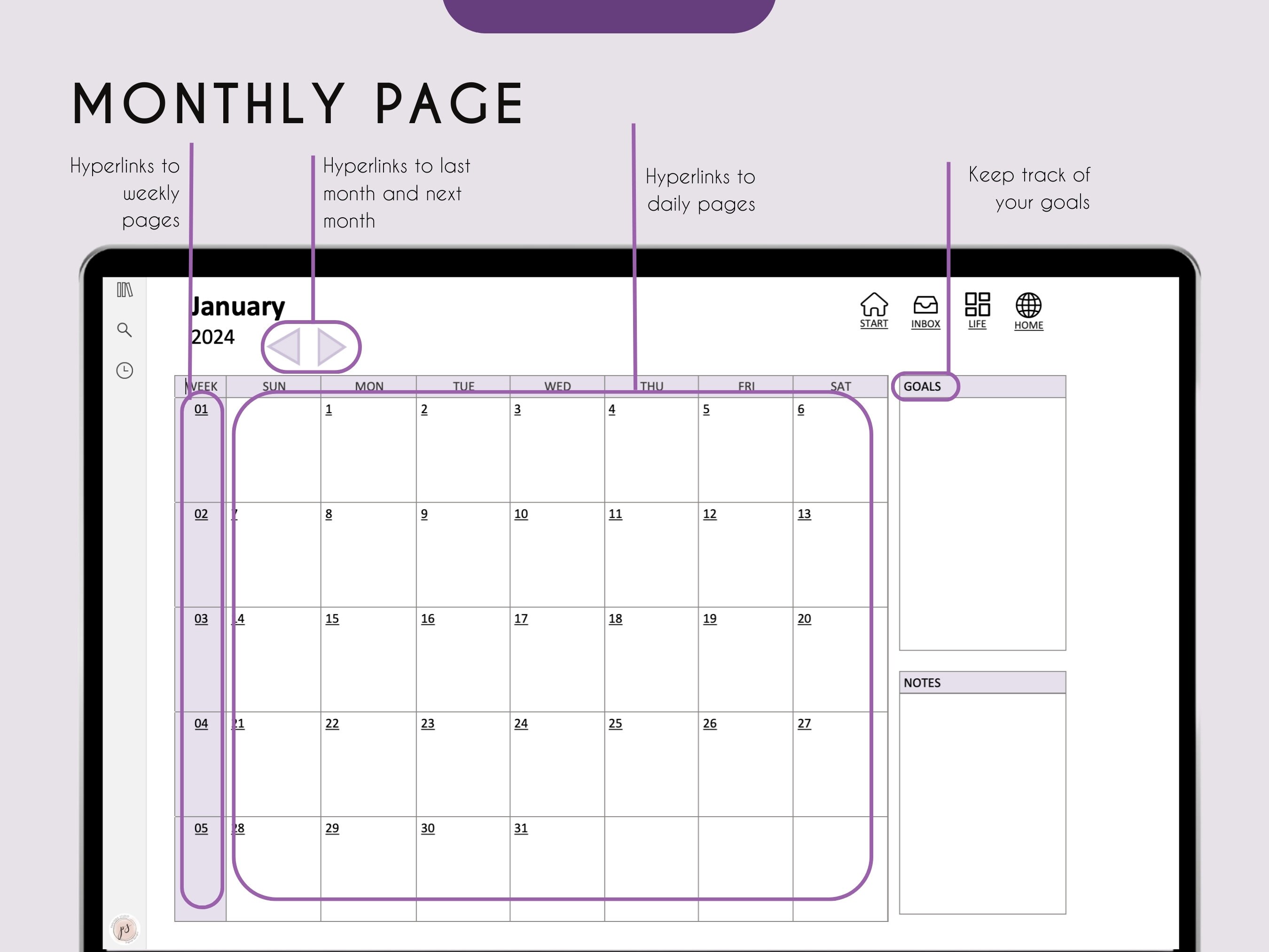 Onenote Digital Planner 2024 Daily Planner Hyperlinked and Dated Sunday ...