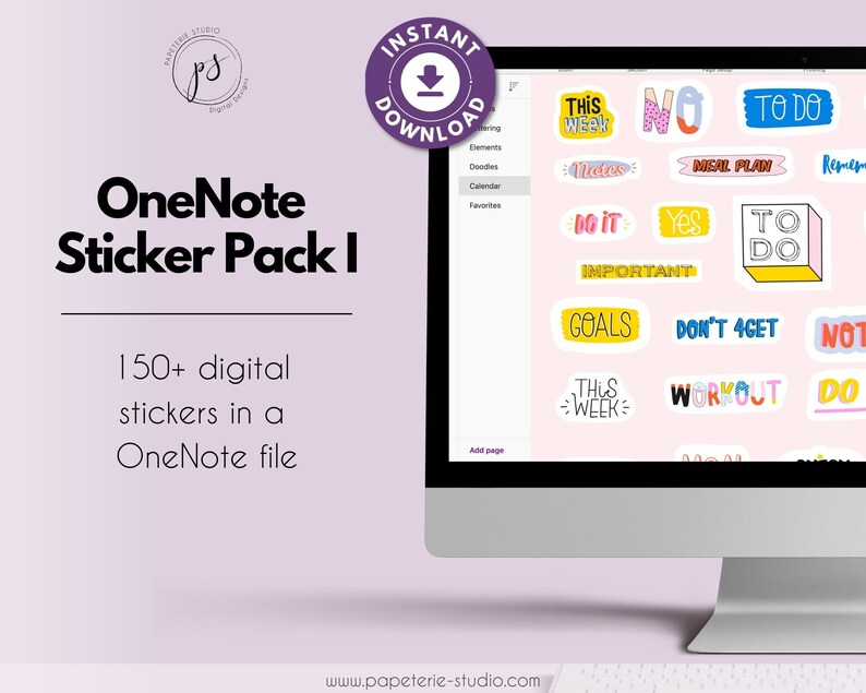 Onenote Digital Stickers, Daily Planner Stickers, Pre-cropped, Calendar ...